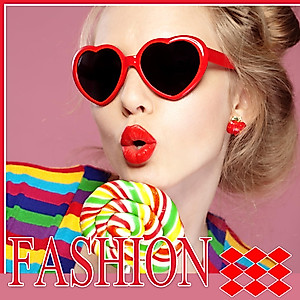 10 PCS Heart Sunglasses for Women Trendy Fashion Heart Sunglasses Retro Love Cute Vintage Eyewear Sun Glasses (Red)