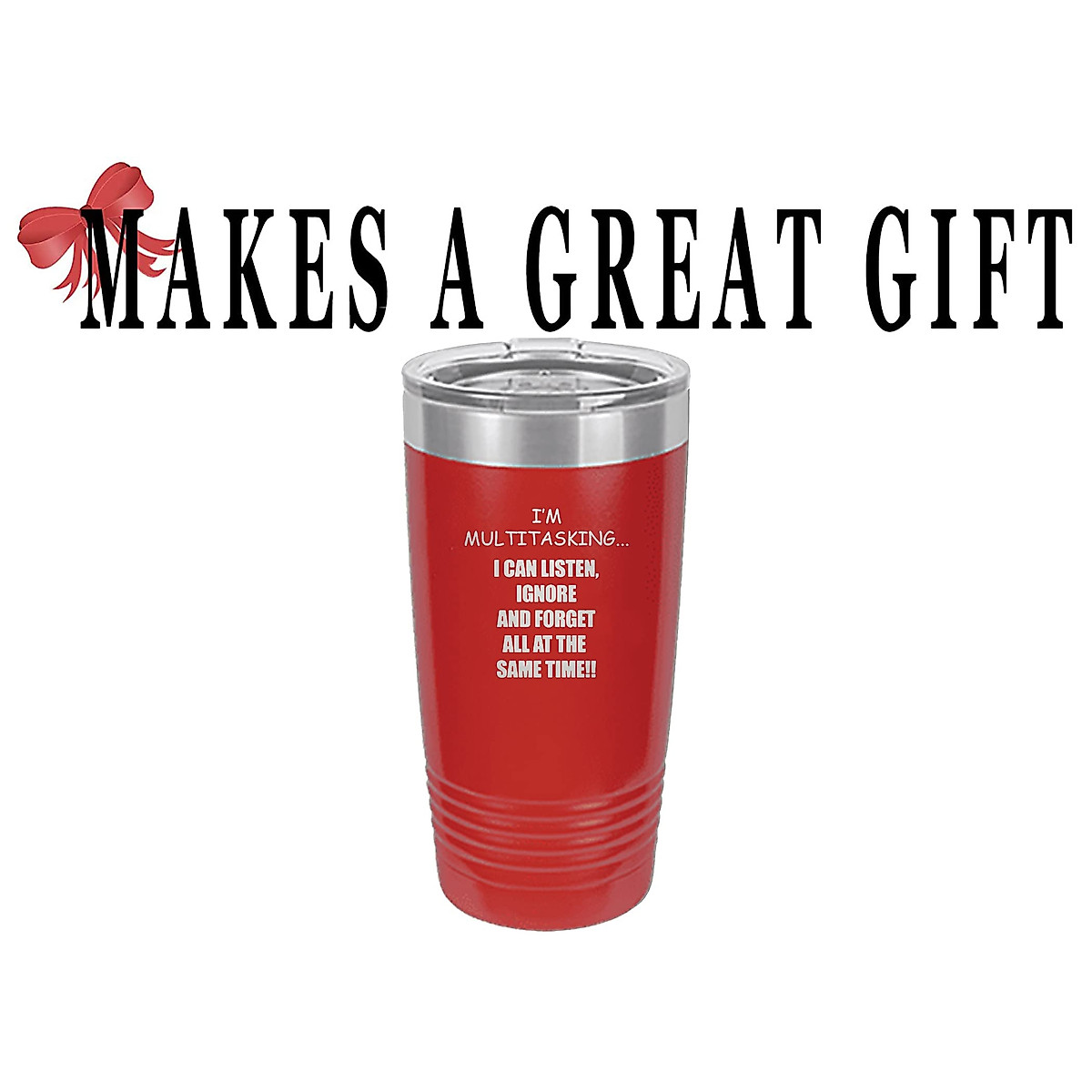 Rogue River Tactical Funny Sarcastic Office Work 20 Oz. Travel Tumbler Mug Cup w/Lid Vacuum Insulated Hot or Cold Multitasking (Red)