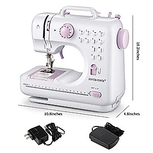 DONYER POWER Electric Sewing Machine Portable Mini with 12 Built-in Stitches, 2 Speeds Double Thread, Embroidery,Foot Pedal