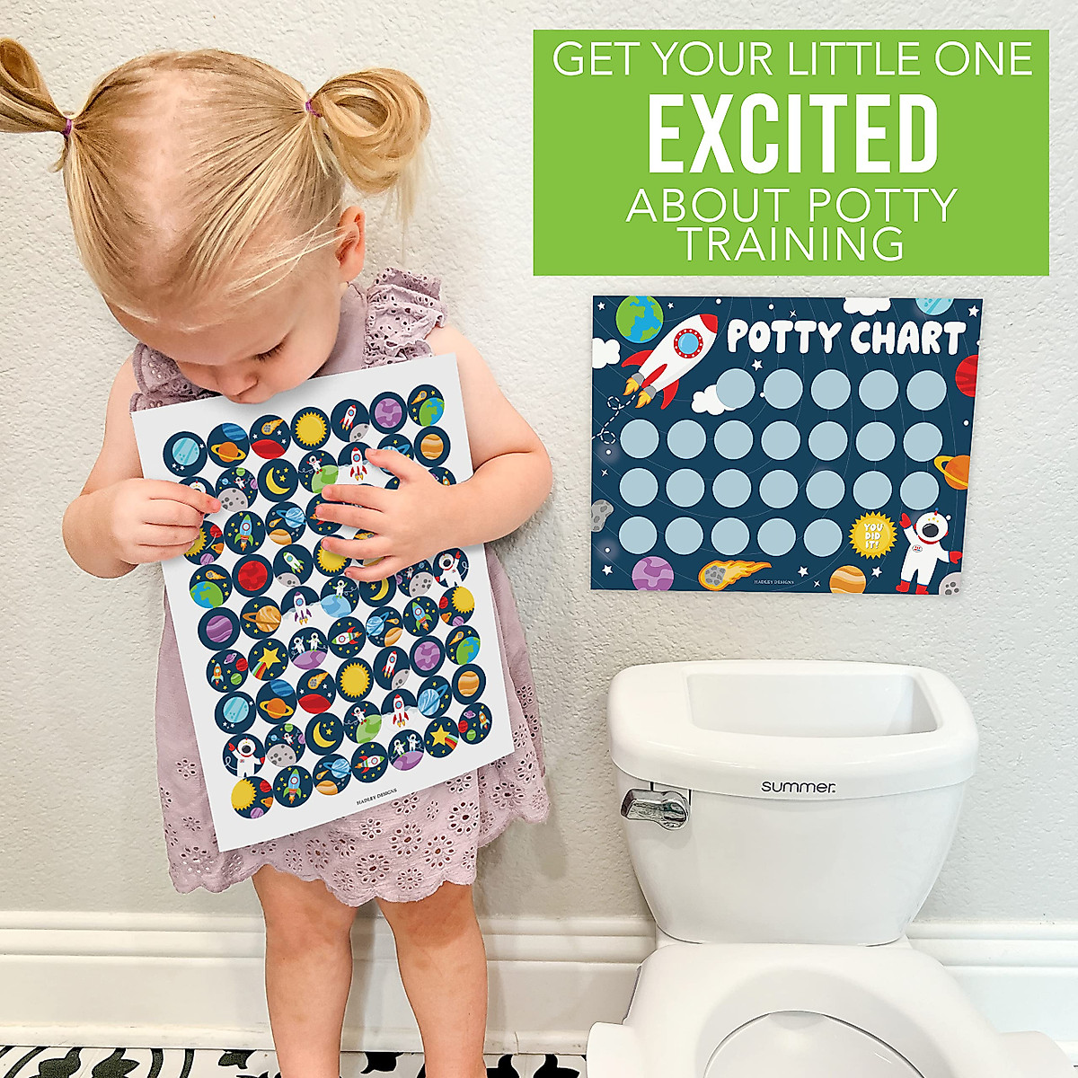 Space Sticker Chart for Kids Potty Training Chart for Toddlers Boys - Potty Chart for Girls with Stickers, Potty Training Sticker Chart for Girls Potty, Potty Chart for Boys with Stickers