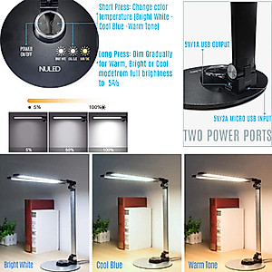 NUNET LED Desk Lamps for Home Office,Piano Lamp for Upright Piano,Rotatable Aluminum Desk Lamps with USB Charging Port,Eye-Caring Reading Light/3 Lighting Modes/Brightness Adjustable Lamp,Black