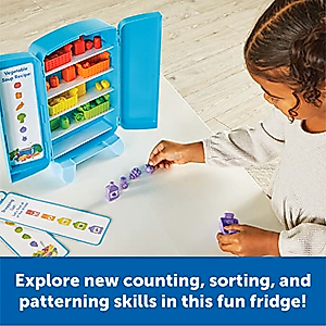 Learning Resources Sorting Snacks Mini Fridge ,51 Pieces, Ages 3+, Toddler Toys, Educational Toys, Snack Toys,Plastic Food Toys,Kids Kitchen Accessories