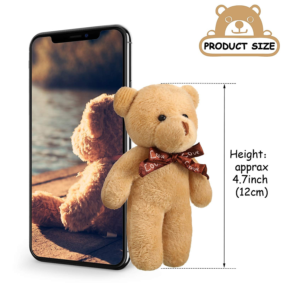 Skylety 24 Pcs 4.7 Inch Mini Bear Toy Tiny Bears Doll Bulk Multicolor Soft Plush Stuffed Animals Small Bears for Keychain DIY Craft Baby Shower Birthday Valentine's Day Gifts