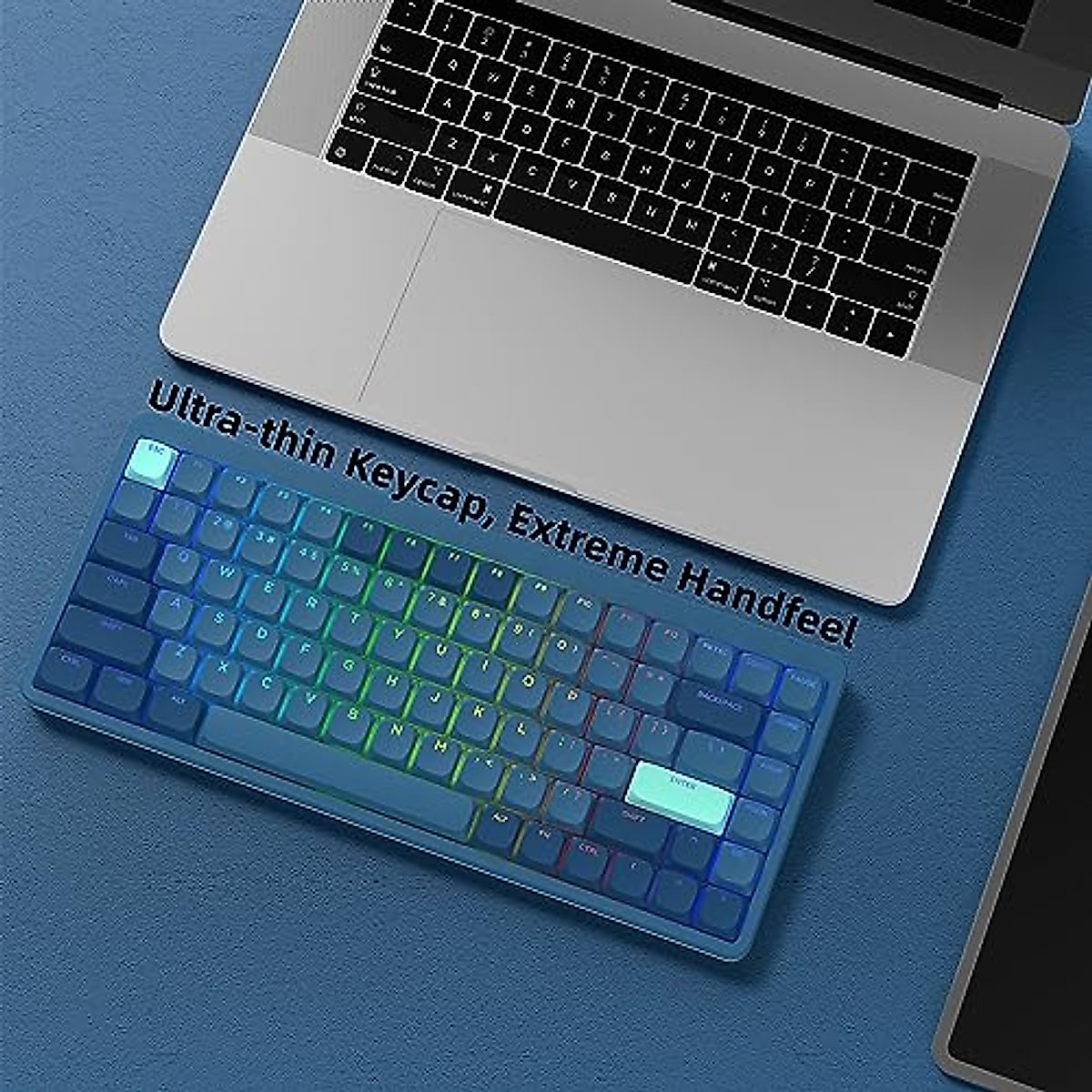 XVX Low Profile Keycaps, 137 Keys Custom Keycaps, Blue Horizon Keyboard Keycaps for 60% 65% 75% 80% 100% Cherry Gateron MX Switches Mechanical Keyboard