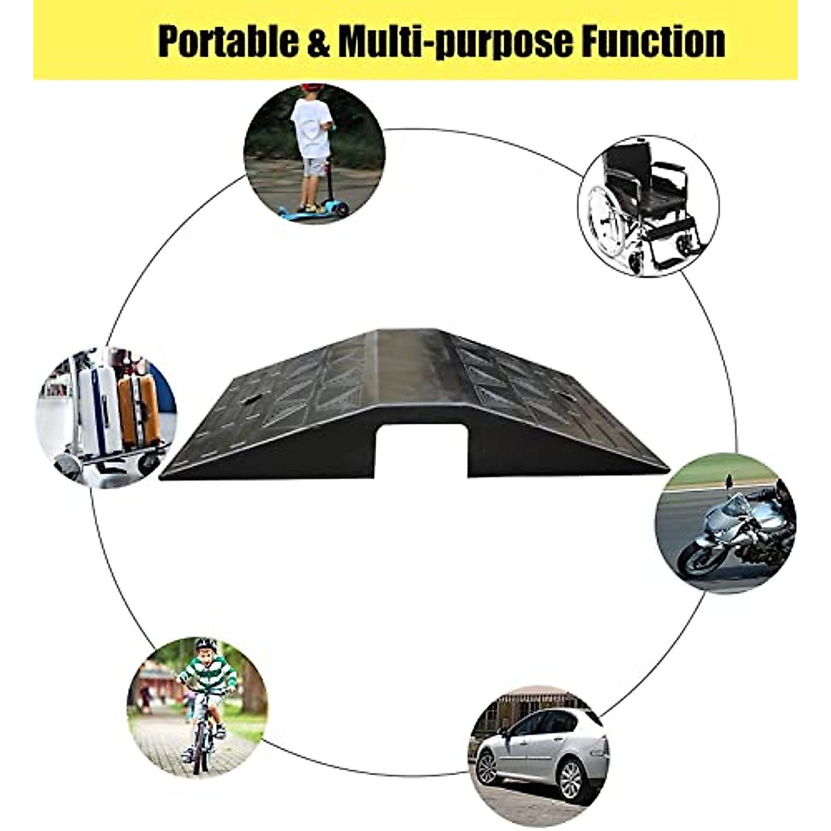 Threshold Ramp, Threshold Wheelchair Ramp Threshold Ramp for Wheelchair, Sturdy Curved Handicap Mobility Scooter Ramp, Home Transition Ramps with Anti Skid Surface, Easy to Mount ( Color : Black , Siz