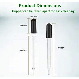Set of 6 pcs Glass Pipette Pipet Medicine Eye Liquid Droppers 3" Straight + 4" Straight