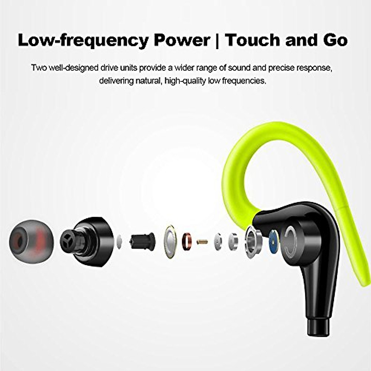 Docooler Wired in-Ear Waterproof Earphones Ear Hook Earbuds Stereo Super Bass Headphones Sport Headset with Mic Black