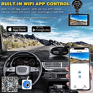 4K Dash Cam Front with SD Card, Kussla WiFi Dash Camera for Cras, 2160P Dashcam for Cars with App Control, Super Night Vision Car Camera, WDR, G-Sensor, Loop Recording, Parking Monitor