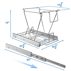 ROOMTEC Pull Out Trash Can Under Cabinet, Adjustable Garbage Slide-Out Shelf for Kitchen, undersink Organizers and Cupboard Organizers and Storage（Trash Can Not Included）