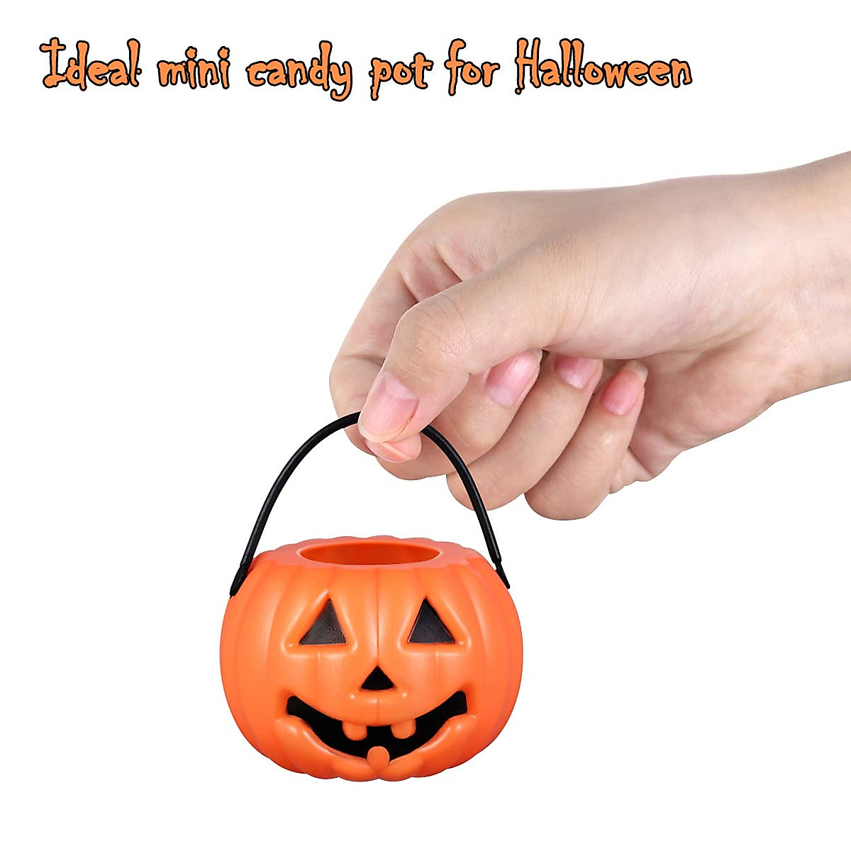 12pcs Halloween Trick Or Treat Pots Mini Witch Cauldron Pots Pumpkin Candy Bucket Novelty Candy Holder Pot with Handle Party Favors Supplies Decoration