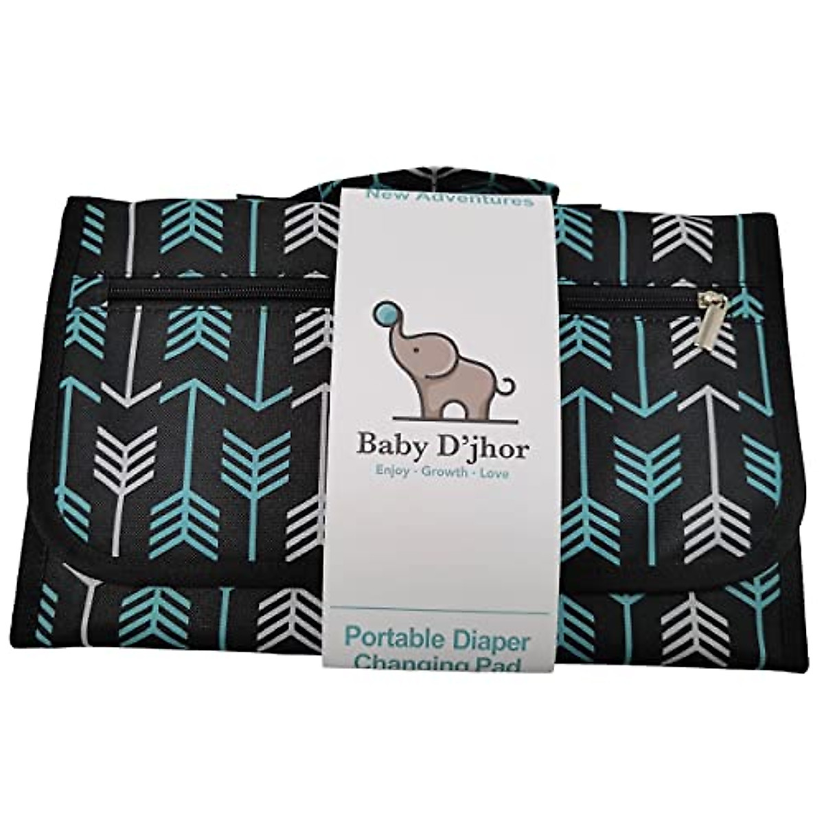 Portable Diaper Changing Pad by BabyDJhor, Open with One Hand, Unisex Baby Style, Excellent to Travel, Camping, Vacations, Gift, Register List and More. Newborn and Infant.