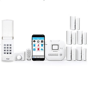 SKYLINK SK-330 Wireless Home Alarm Kit (9-Piece) No Monthly Fees with Hub, Door Window Sensors, Motion Sensor, Keypad and Keyfob, Compatible with Alexa, Google Assistant and IFTTT