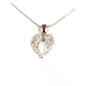 Angel Wing Heart Pendant Necklace Guardian Angel Silver Plated Snake Chain 20 Inch Gift Boxed Jewelry
