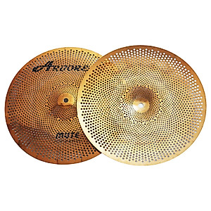 Arborea Low Volume Cymbal Mute Cymbal Golden 14" Hi-Hats Cymbal Drum Quite Cymbal For Practice (14"Hi-Hats)