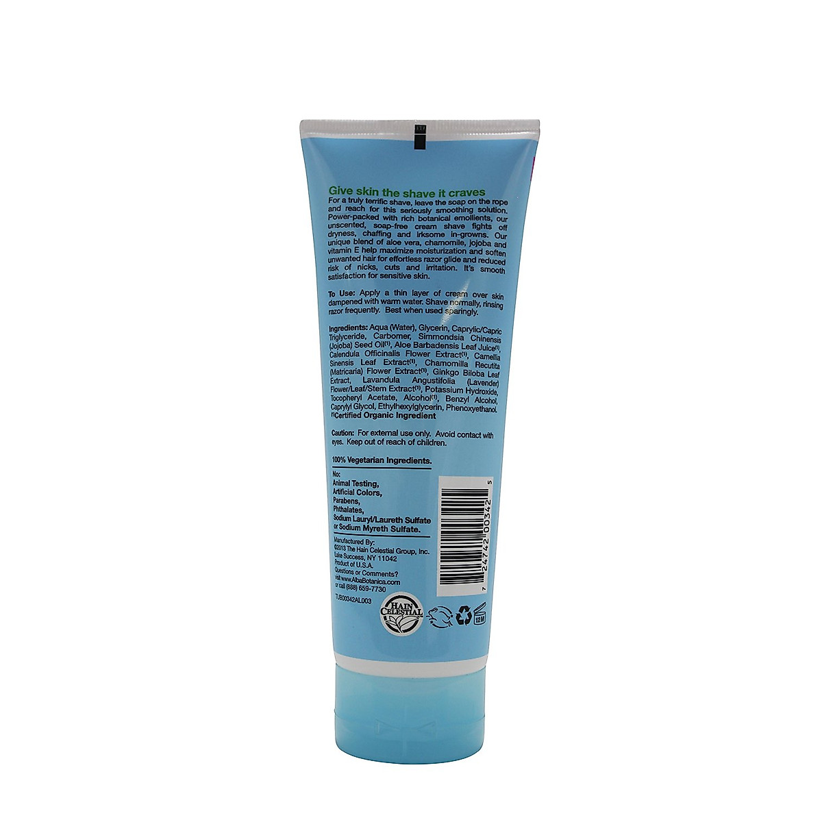 Alba Botanica Very Emollient Cream Shave, Unscented, 8 Oz