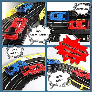 Slot Car Race Car Track Sets, 5m Electric RC Racing Tracks, 4 1:43 Slot Cars and 2 Electric Controllers Set, Gift Toys for Children Age 6-12