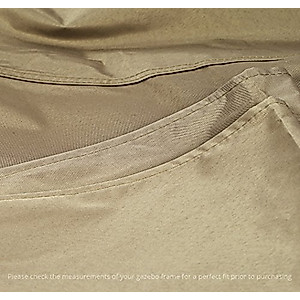 10x10 Canopy Replacement Top - Double Tier Patio Gazebo Canopy Cover - Waterproof 250g Canvas Gazebo - Beige