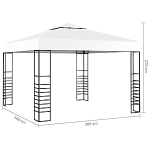 Garden Gazebo with Hardware Kits, Outdoor Galvanized Steel Double Roof Permanent Gazebo Canopy 118.1"x118.1" White