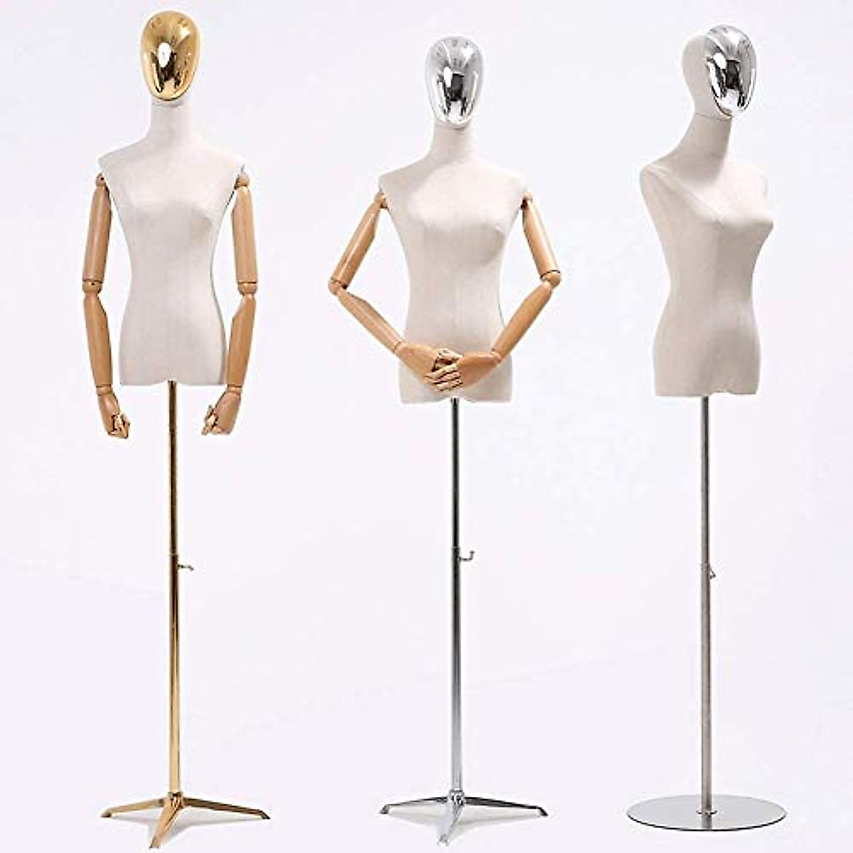 Tailors Dummy Female Mannequin Body with Plating Face and Round Base| for Dress Form Display Stand Dressmakers Dummy