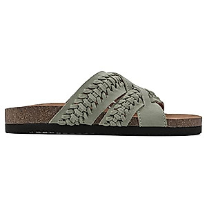 WHITE MOUNTAIN Women's Harding Footbed Sandal, Sage Green/Suede, 9 M