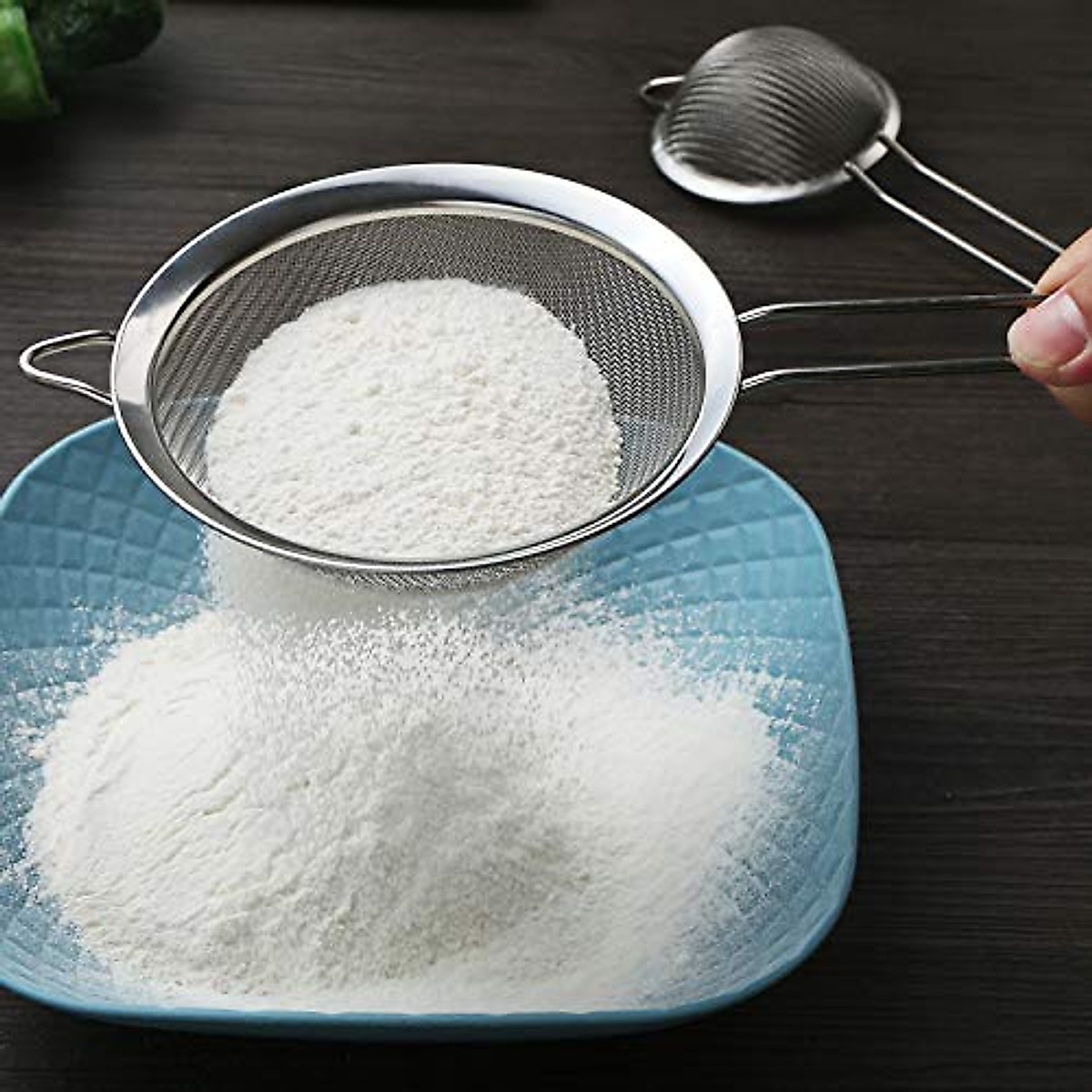 Yqlinnn Stainless Steel Fine Mesh Strainer, Set of 3 Fine Mesh Strainer for Kitchen, Use for Tea, Flour, Rice, Juice, Vegetable, Etc, 3.15", 5.51", 7.88", Silver