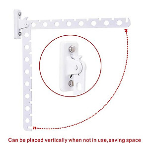 Wall Mount Clothes Hanger Laundry Hanger Dryer Rack White Retractable Clothes Rack Wall Hangers for Clothes Closet Wall Mounted Clothes Hanger 2 Pack