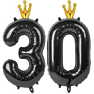 Black Number 30 Balloon 40 inch, 30 Number Balloon, 30th Black Birthday Decorations, 30 Year Old Girl Boy Party Suppliers