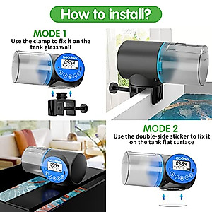 Noodoky USB Charging Automatic Fish Feeder, Auto Fish Food Feeder Timer Dispenser for Aquarium or Small Fish Turtle Tank, Auto Feeding on Vacation or Holidays