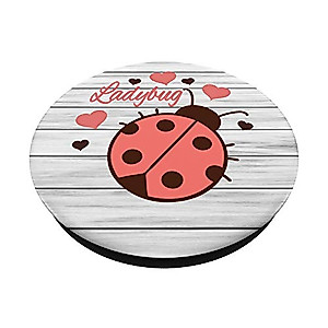 Cute Ladybug Pink Lady Beetle PopSockets PopGrip: Swappable Grip for Phones & Tablets