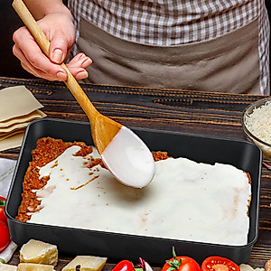 TeamFar Baking Pan with Lid, 9.4 Inch Stainless Steel Lasagna Pan with Black Non-Stick Coating, Roasting Baking Rectangle Cake Pan for Toaster Oven, Non-Toxic & Solid, Easy Clean-(1 Pan + 1 Lid)