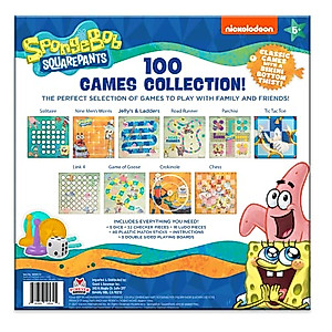 Spongebob Squarepants 100 Classic Board Games Collection for Family and Kids Ages 3+, Perfect for Family Game Night