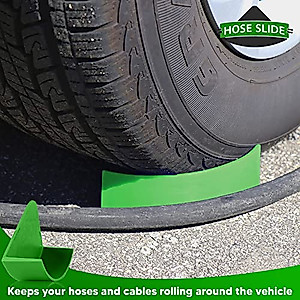 Hose Slide The Original Hose Wire Cable Guide | Prevents Snagging Under Tire | The Ultimate Car Detailing/Washing Tool (Mantis Green, 4 Pack)