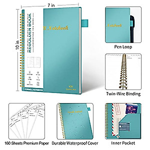 Regolden-Book Cornell Note Notebook, Study Note Taking System, Classic and Simple Design, Ldeal for Easy Learning and Record Keeping (Teal)
