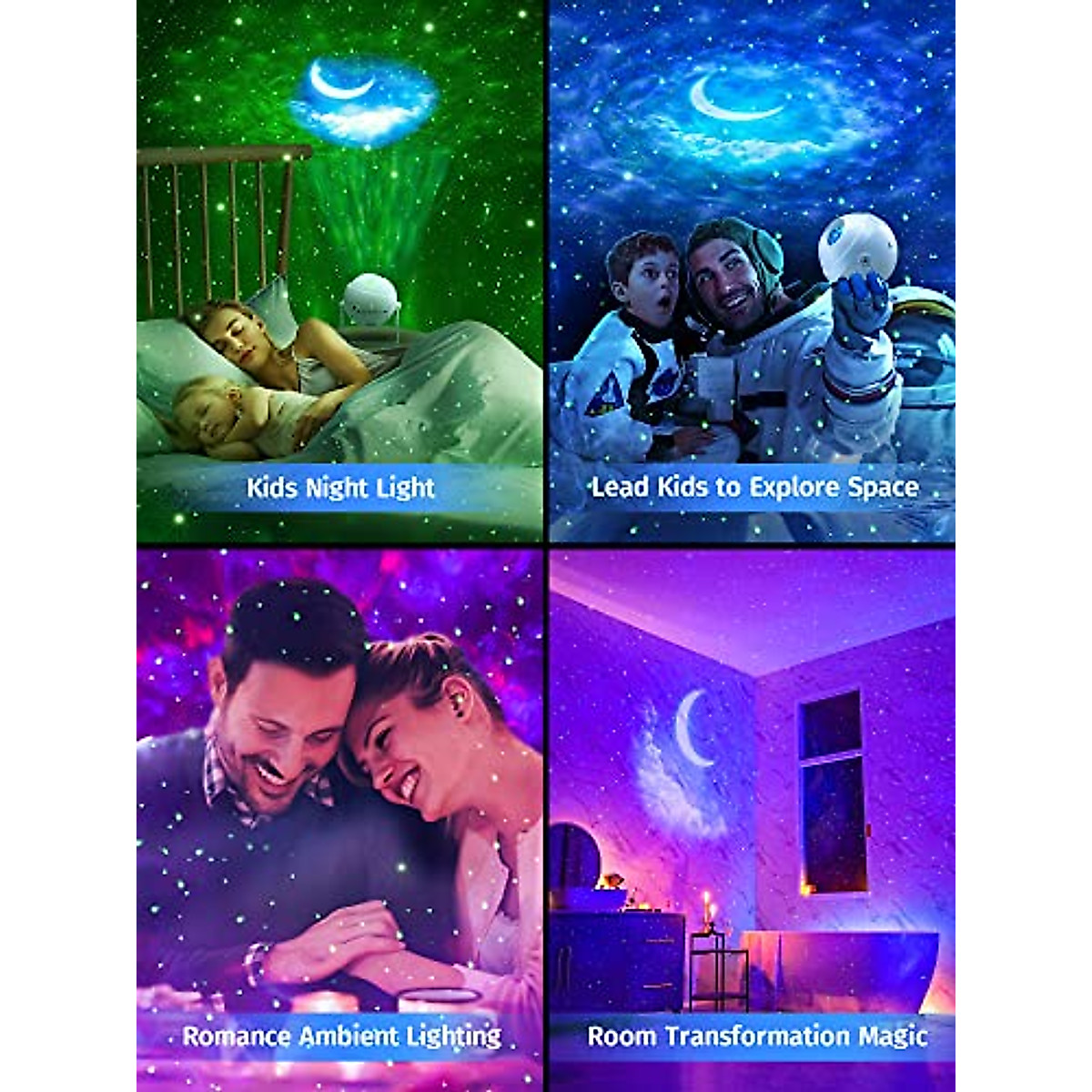 One Fire Galaxy Projector Starlight Projector Moon Projector, 48 Light Modes+Rotating Star Projector Galaxy Light Projector for Bedroom, Bluetooth Starry Night Light Projector,Charisma Gifts for Kids