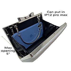 Cirilla Women PU Evening Bag Clutch Purse Crossbody Bag with Bow-style lock for Wedding Cocktail Party Banquet (SILVER)