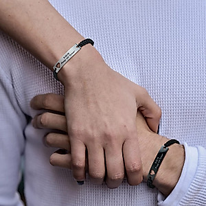 XUANPAI Couples Bracelets for Him and Her,Personalized Stainless Steel Curb Chain Bracelets,Custom Matching Bracelets for Couples Birthday Valentine's Day Christmas Gift for Women Men (Style21)