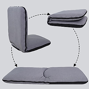 PBTMCD 5 Adjustable Position - Floor Chair with Back Support, Removable & Washable Linen Fabric Cover Living Room Folding Chair, Meditation Chairs (Color : White)