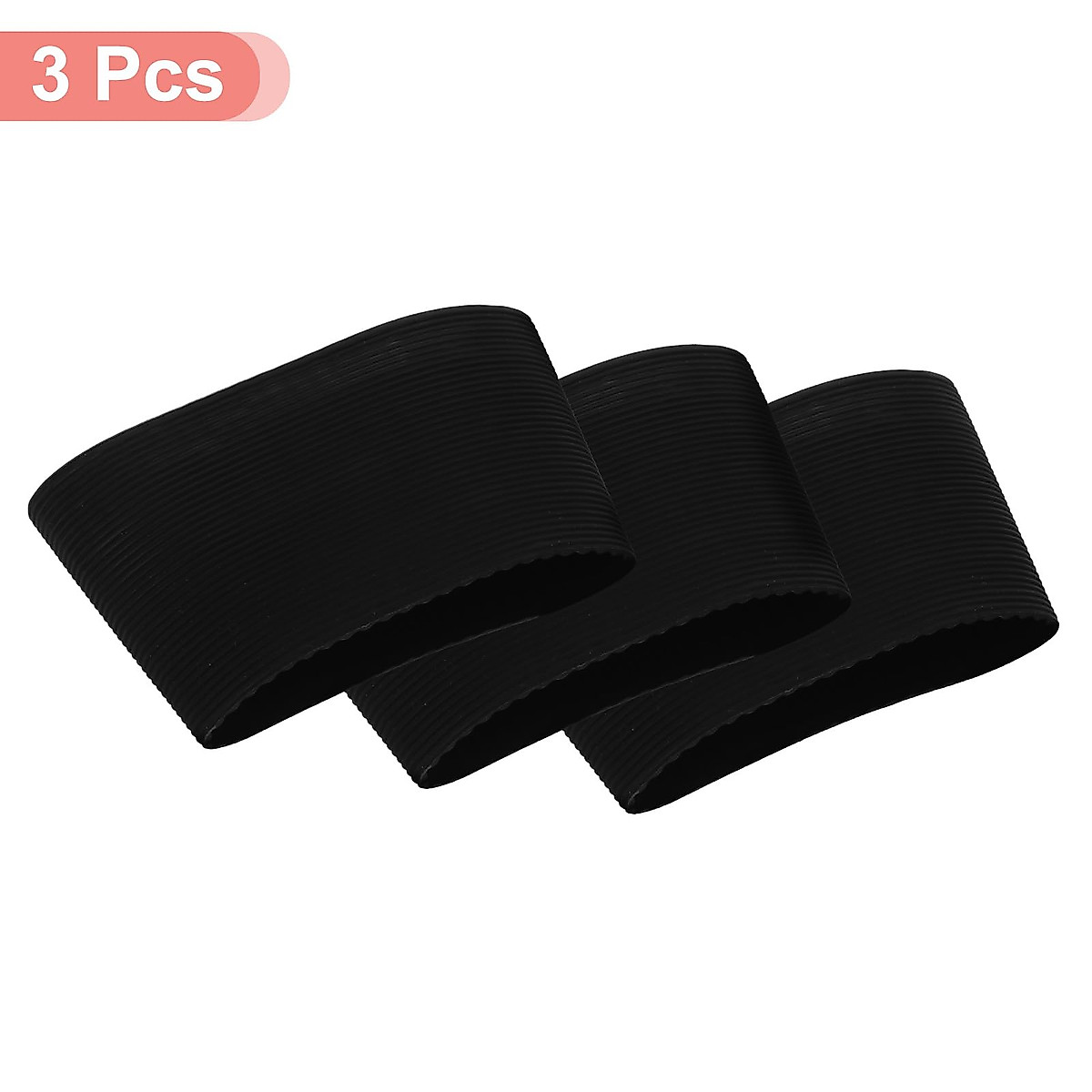 uxcell 3Pcs Coffee Cup Sleeve, Silicone Cup Sleeve Non-slip Glass Water Bottle Mug Sleeves Black