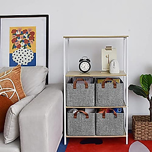 GRANNY SAYS Bundle of 4-Pack Fabric Storage Bins & 2-Pack Rectangle Storage Bins with Metal Frame