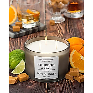 Bourbon Scented Candle | Candles for Men | Masculine Candles | Luxury Soy & Beeswax Candles for Home | 16 oz. Large Jar 3 Wick Candle | Mens Candle | Gift for Men