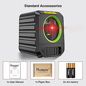 Huepar Laser Level, Self-Leveling Laser Level with Red Beam Cross Line Laser-Vertical and Horizontal Line, 66ft Alignment Laser Tool for Picture Hanging and DIY Application, Battery Included-B011R