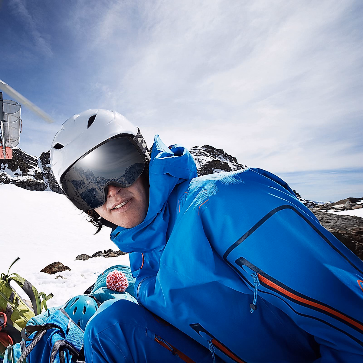 EXP VISION Ski Goggles Anti Fog Magnetic Snow Goggles, OTG Toric Snowboard Goggles for Men Women UV Protection, Frameless, Interchangeable Lens(Silver)