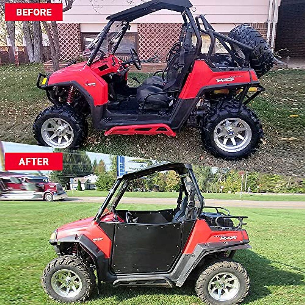 Acmex Black Metal Doors for 2008-2014 Polaris RZR 800/ S 800/ XP 900/570, 2 Pair Accessories