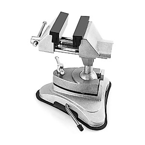 QWORK Mini Table Suction Vise for DIY Repairs, High Specification Hobby and Craft Suction Cup Type Aluminum Alloy Table Vice for Modeling, Painting, Gluing, Soldering
