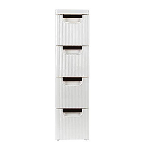 Flulep 4 Drawers Large Storage Carts, Mobile Cabinet with Wheels, Rolling Cart Organizer Narrow Slim Container Storage Cabinet for Bathroom, Bedroom (4 Drawer, with Wheels)
