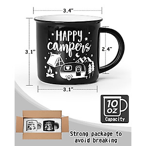 Nefelibata Camping Coffee Mug Christmas Gifts Camping Tea Cups Travel Drinking mugs for Couples, Ceramic Mug His and Hers Anniversary Present Gifts Set of 2