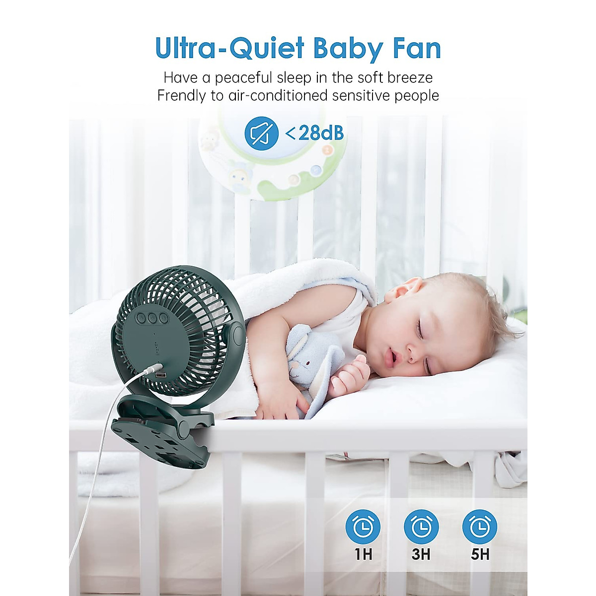 Camping Fan with Remote Control - 65Hrs 12000mAh Rechargeable Fan, 3 Speeds & Timing Battery Powered Fan with Light & Hook, Tent Fan for Camping, Camp Fan for Tent, Battery Operated Fan, Green