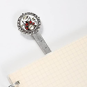 Retro Bookmark with Ruler, Book Markers for Student Kids Teacher Book Lovers, Office School Reading Accessories Gifts, Rock Dinos Beating Drum