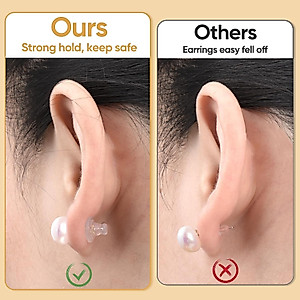Earring Backs,18K Gold Silicone Earring Backs Replacements,Locking Secure Earring Backs for Studs/Droopy Ears,No-Irritate Hypoallergenice Soft Clear Earring Backs for Adults