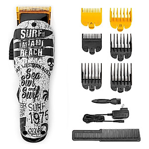 HONGNAL Professional Pro Hair Clippers Cutting Kit,2000mA Powerful Electric Cutting Trimmer Set,Hair Cutting Kit Cordless for Men,Great for Barbers and Stylists（(Summer Beach)